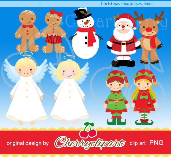 Christmas Characters Icons digital clipart set-Personal and | Etsy
