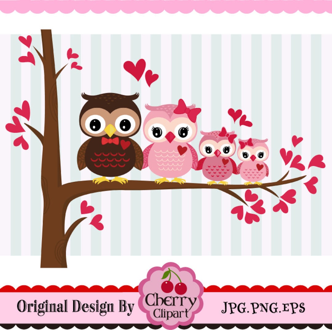 Valentine's Day Owl Family, Valentine's Day Sweet Owls,owl Family Dad ...