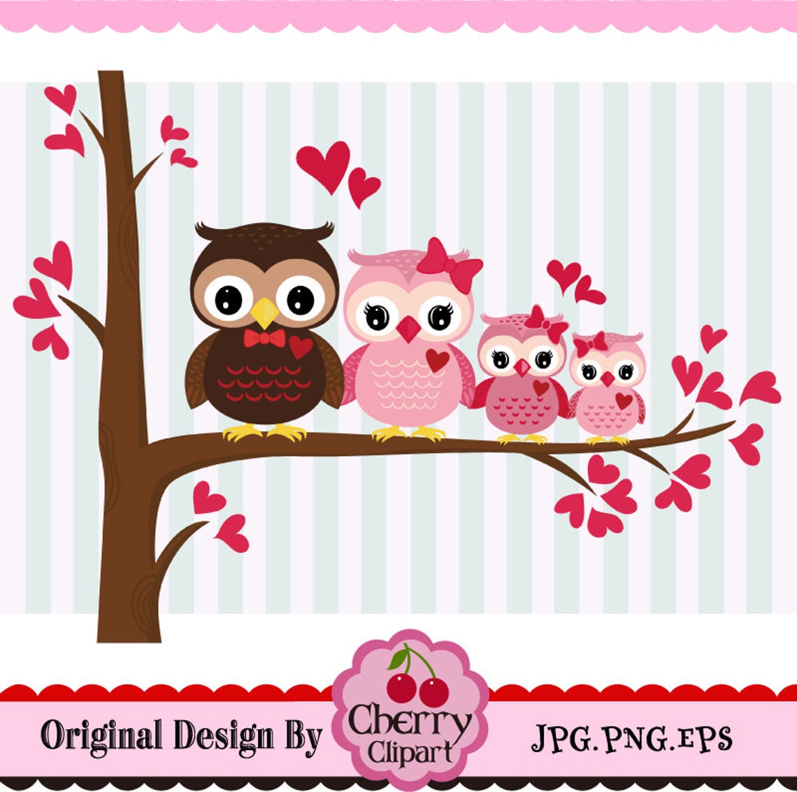 Valentine's Day Owl Family Valentine's Day Sweet - Etsy