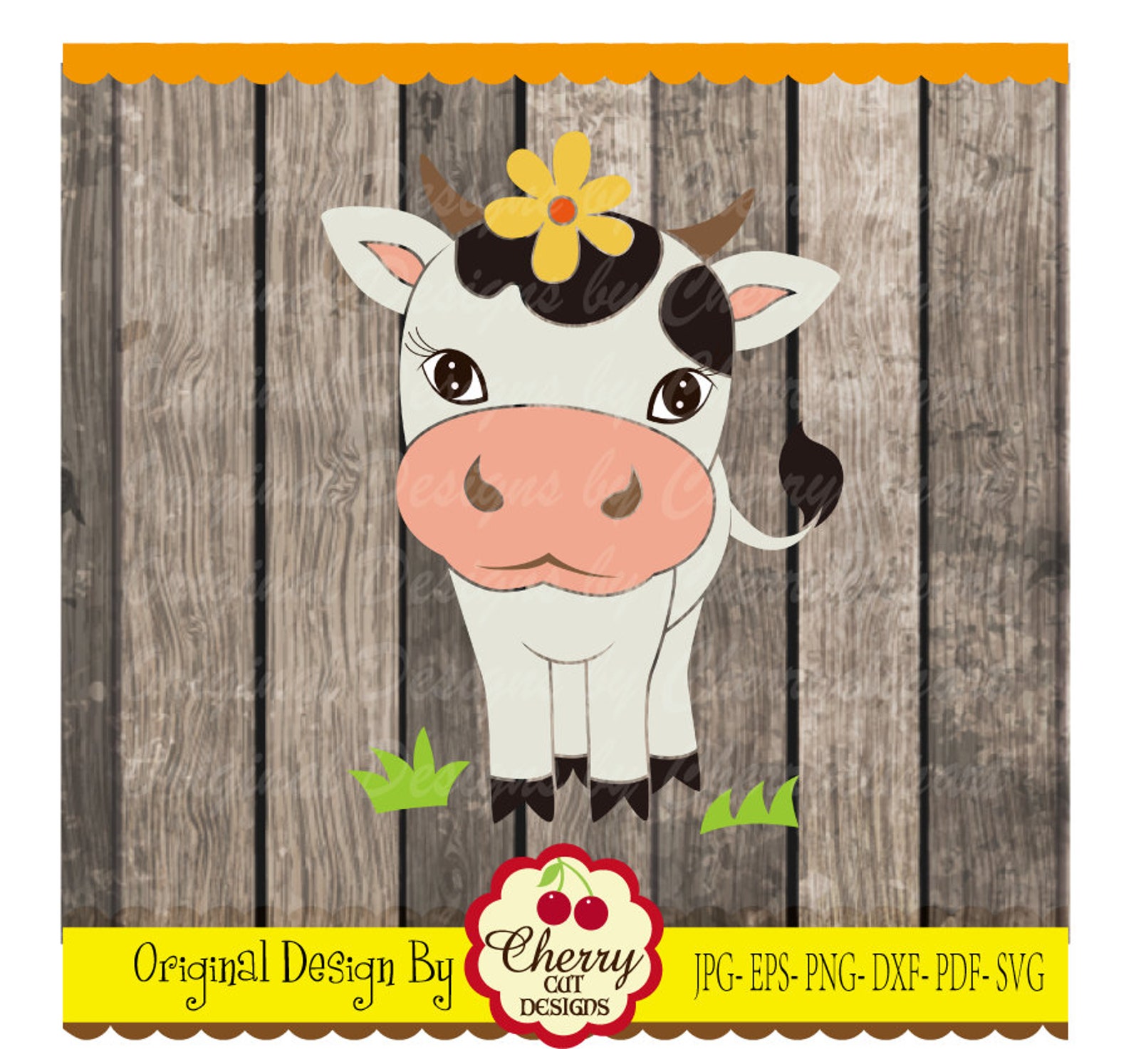 Vache SVG DXF Petite vache avec fleur vache svg pour filles - Etsy France