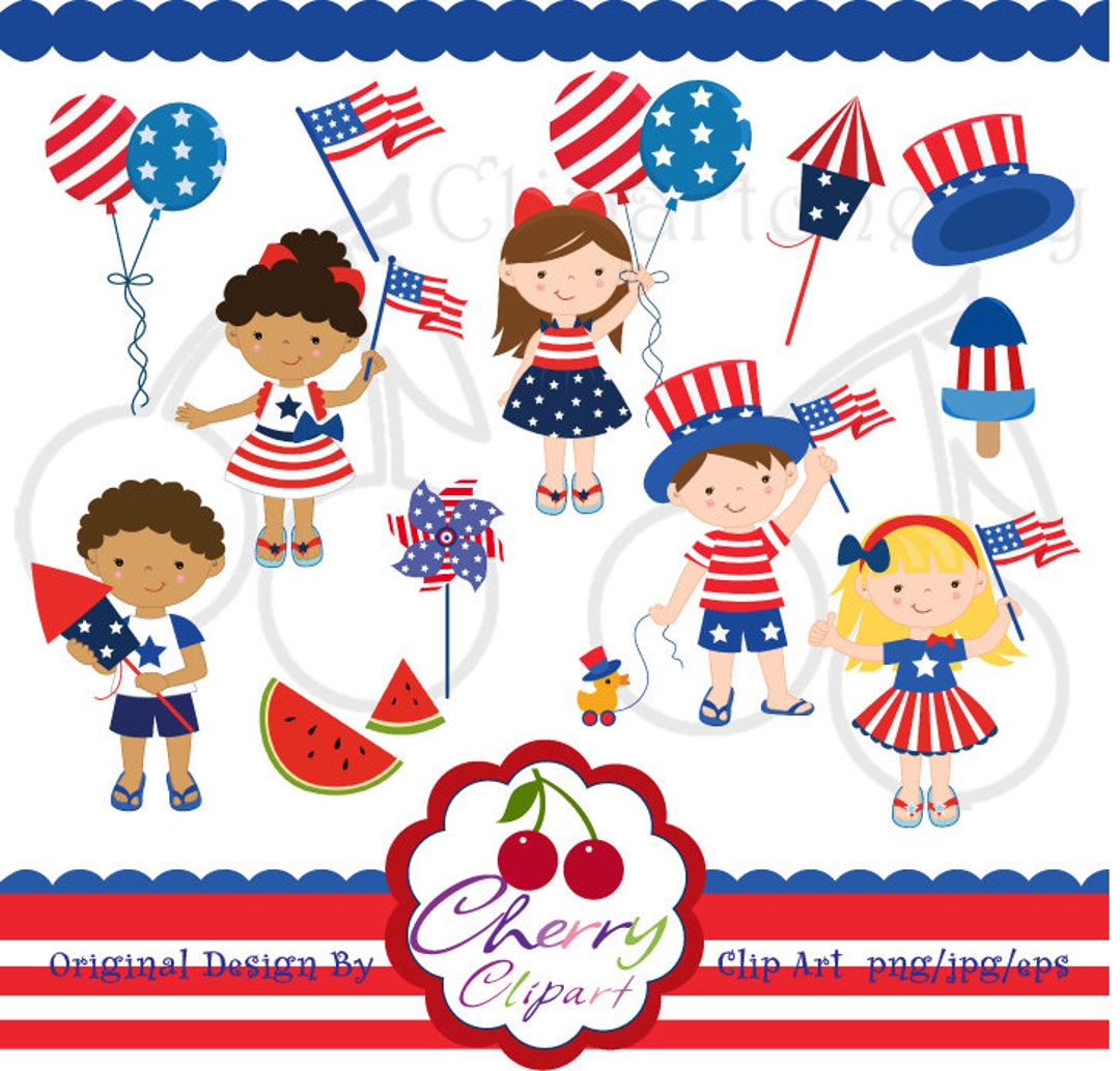 Independence Day Happy Kids Digital Clipart Set For-personal and ...