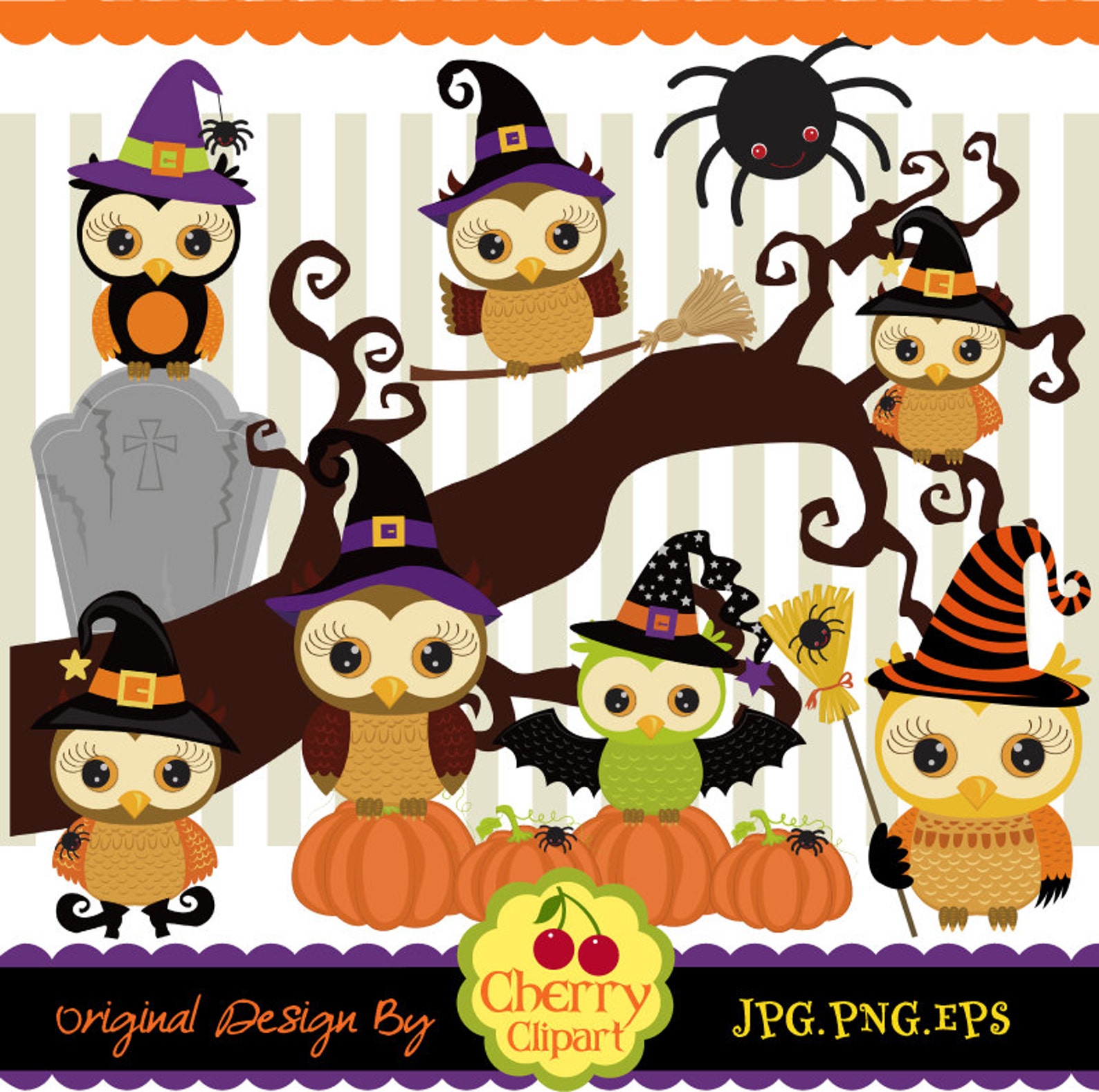 Halloween Owls Clip Art Set personal and Commercial Use-paper | Etsy