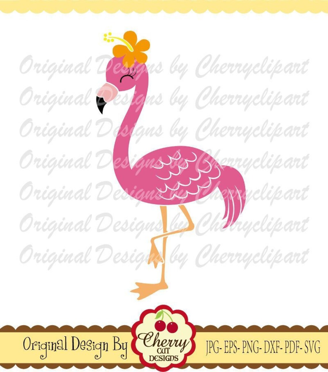 Flamingo SVG DXF Sweet Flamingo With Flower Svg Silhouette & - Etsy