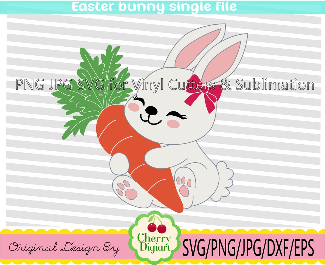 Easter Bunny Hugs Carrot Svg Png Silhouette & Cricut Cut Files, Bunny ...