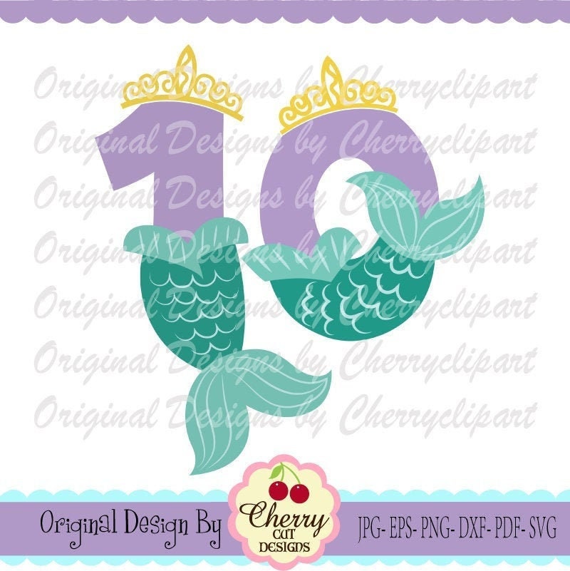 Cola de sirena número 10 svg Sirena SVG Diseño de silueta y - Etsy México