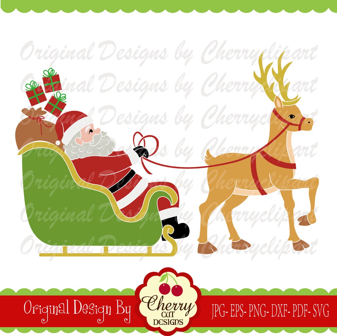 Christmas Santa and Sleigh Svg Png Jpg Silhouette & Cricut Cut - Etsy