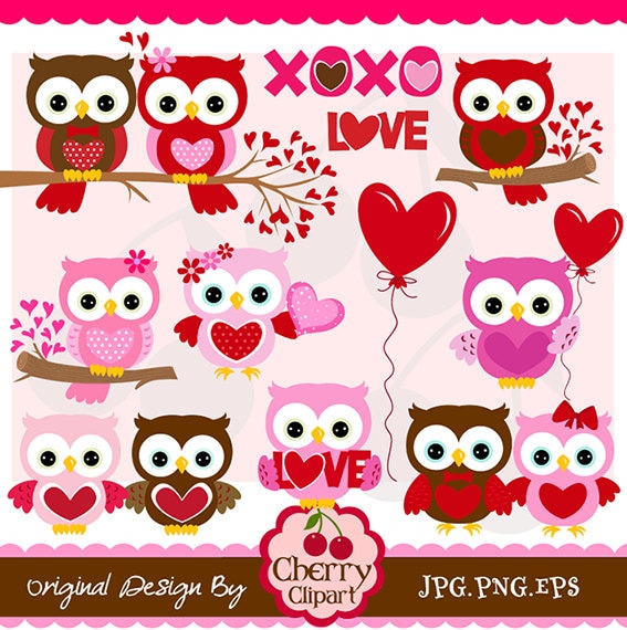 Valentine's Day Sweet Owls Digital Clipart Set-personal - Etsy