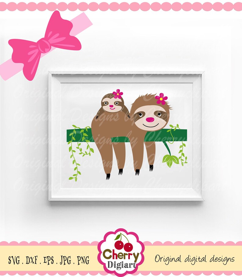 Sloth Svg Sloth Mom and Baby Svg Mother's Day Svg - Etsy