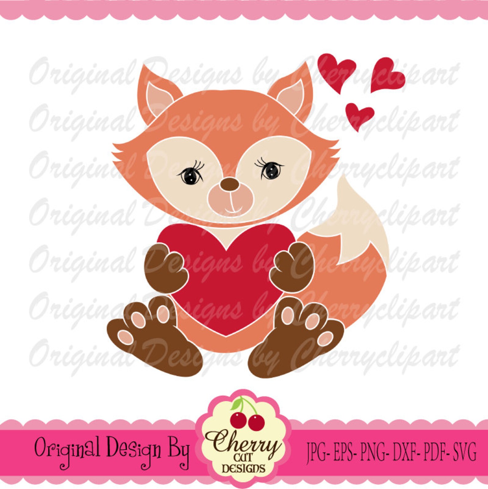 Valentine's Day Fox SVG DXF Baby Fox With Heart - Etsy