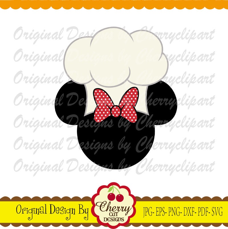 Clip Art & Image Files Craft Supplies & Tools Chef hat Minnie Chef Svg ...