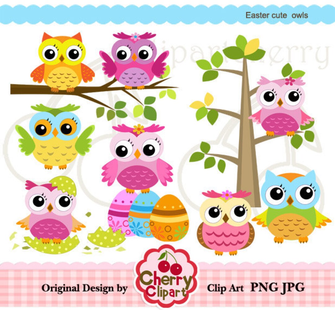 Easter Cute Owls Digital Clipart Set For-personal and Commercial Use ...