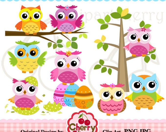 Easter Owls Digital Clip Art for Personal and Commercial Use - INSTANT ...