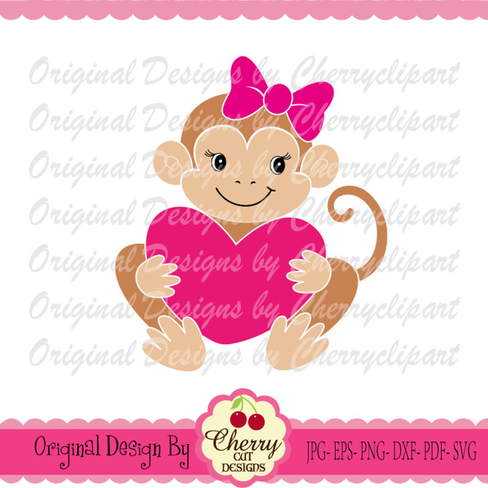 Monkey Svg Dxf Baby Girl Monkey Hugging Heart Svg Dxf - Etsy