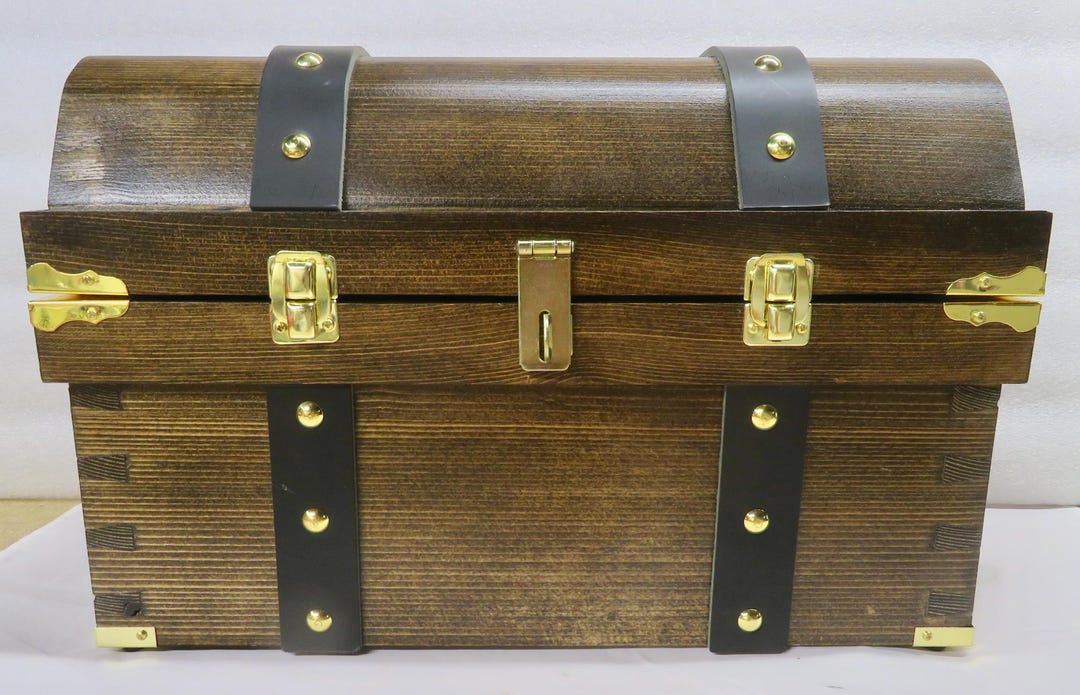 Pirate Medium Plus Reinforced Coin Treasure Chest - Wood & Leather ...