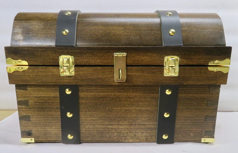 Pirate Medium Plus Reinforced Coin Treasure Chest - Wood & Leather ...