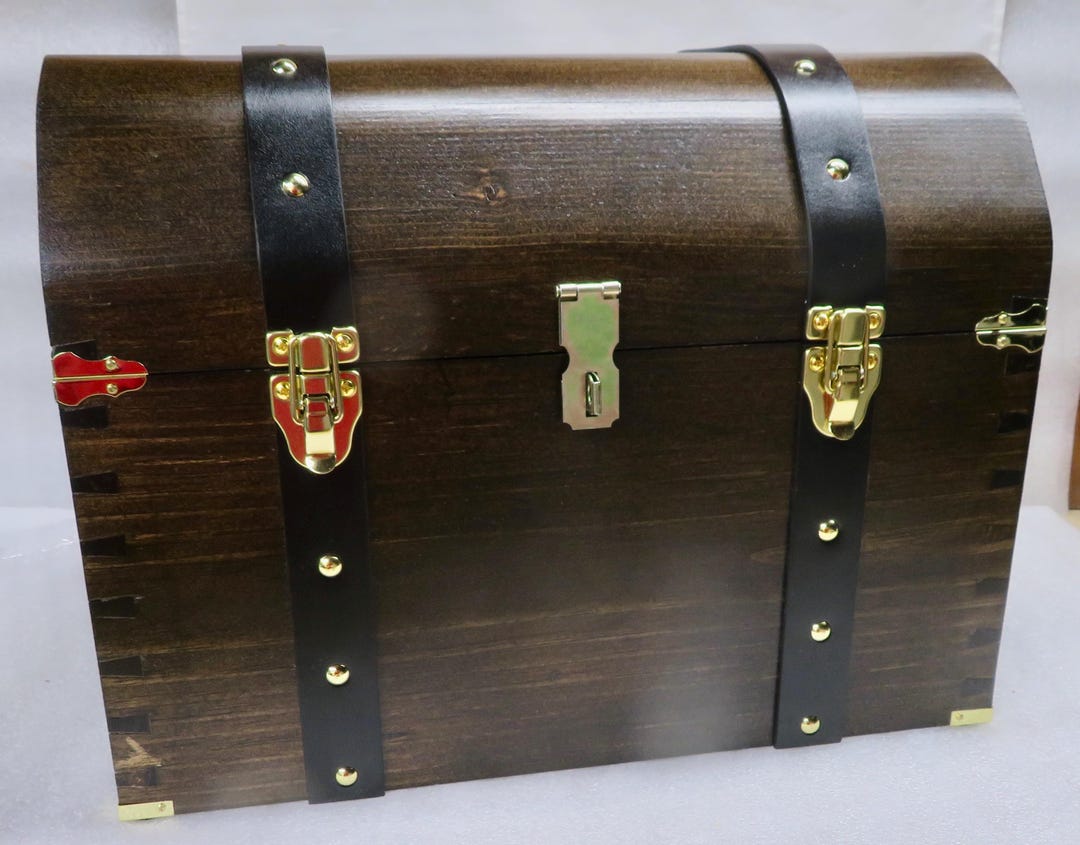 Large Handcrafted Pirate Treasure Chest - Walnut Color - All Wood With ...