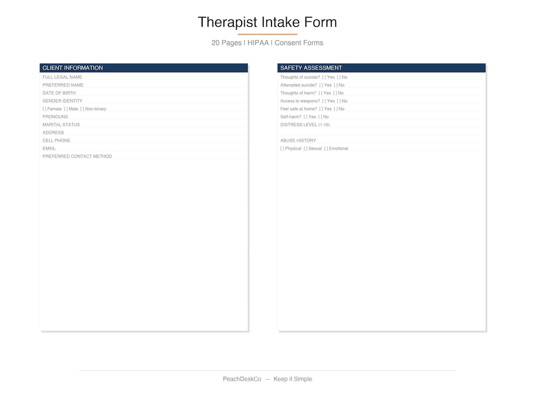 Therapist Intake Form Bundle ENGLISH + SPANISH | Bilingual | Mental ...