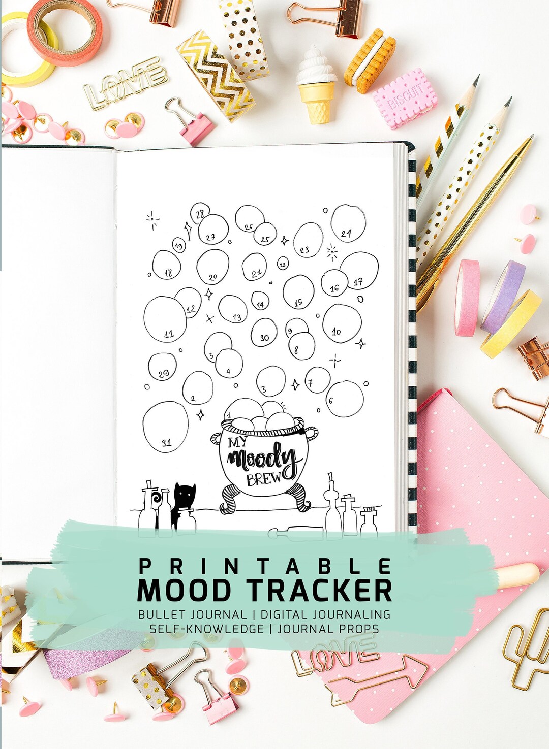 PRINTABLE Mood Tracker 2023 Halloween Themed,potions, Witch,digital ...
