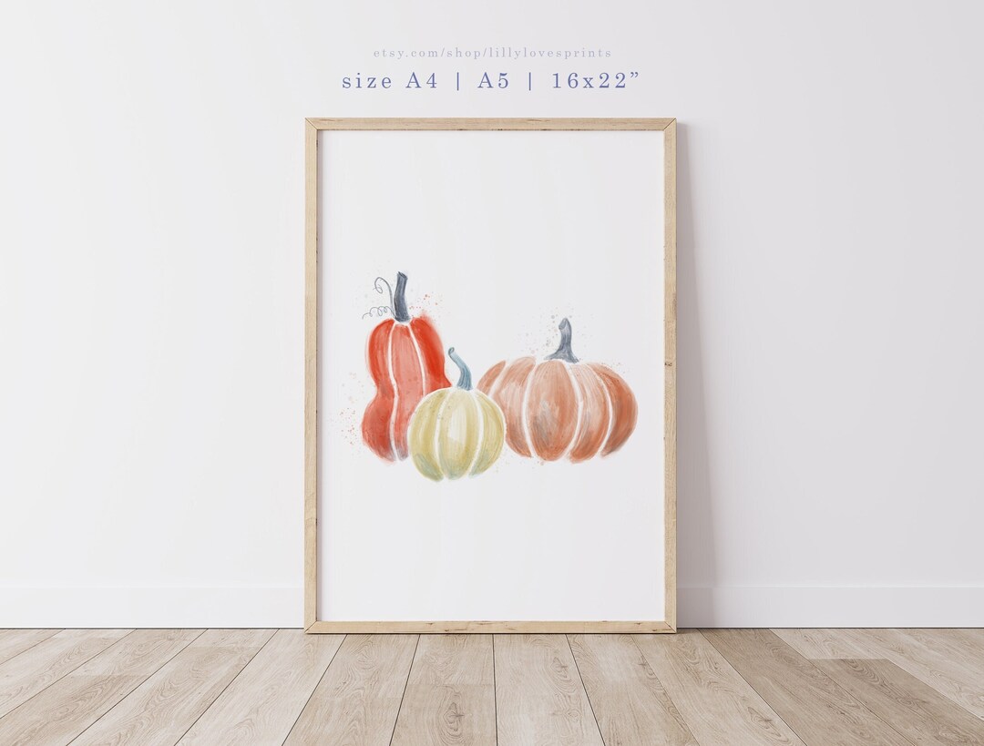 PRINTABLE Pumpkin Watercolor Art, Fall Wall Art, Farmers Market ...