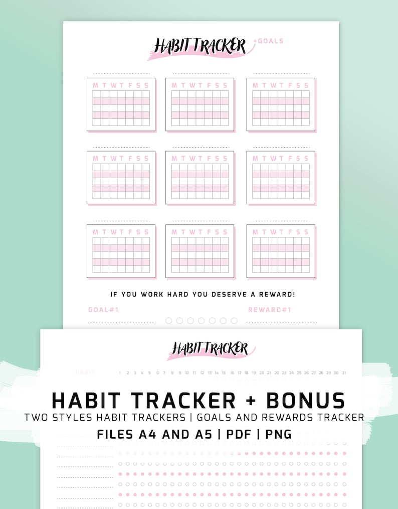 PRINTABLE Habit Tracker 2023 bonus Goal Tracker Horizontal & Vertical ...