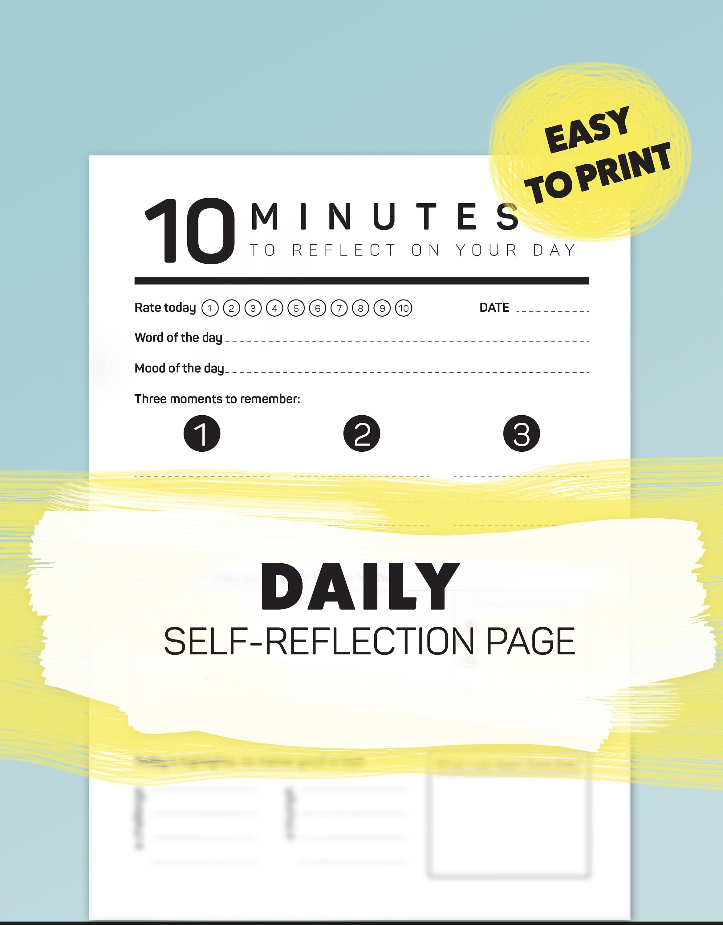 PRINTABLE Daily Reflection Sheet | Journal Props | Self-knowledge ...