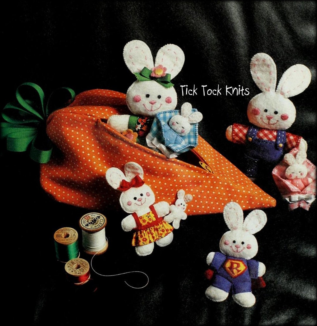No.892 Sewing Pattern PDF 1970's Vintage - Felt Bunny Family W/ Carrot ...