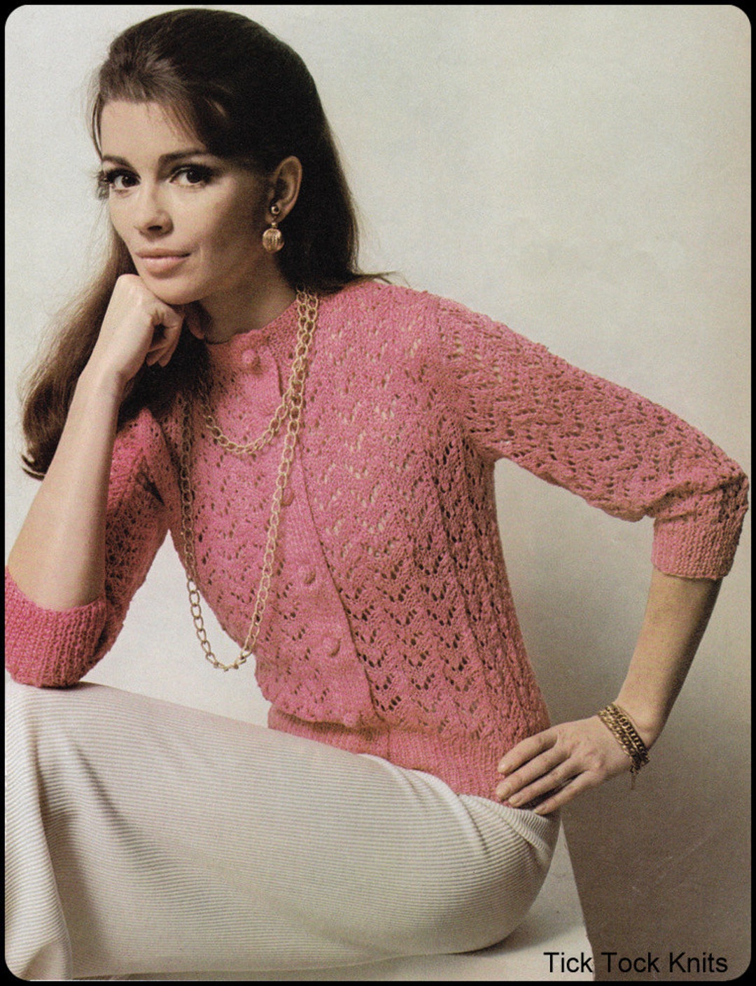 No.241 Knitting Pattern Vintage PDF for Women - Rose Lace Cardigan 1960 ...