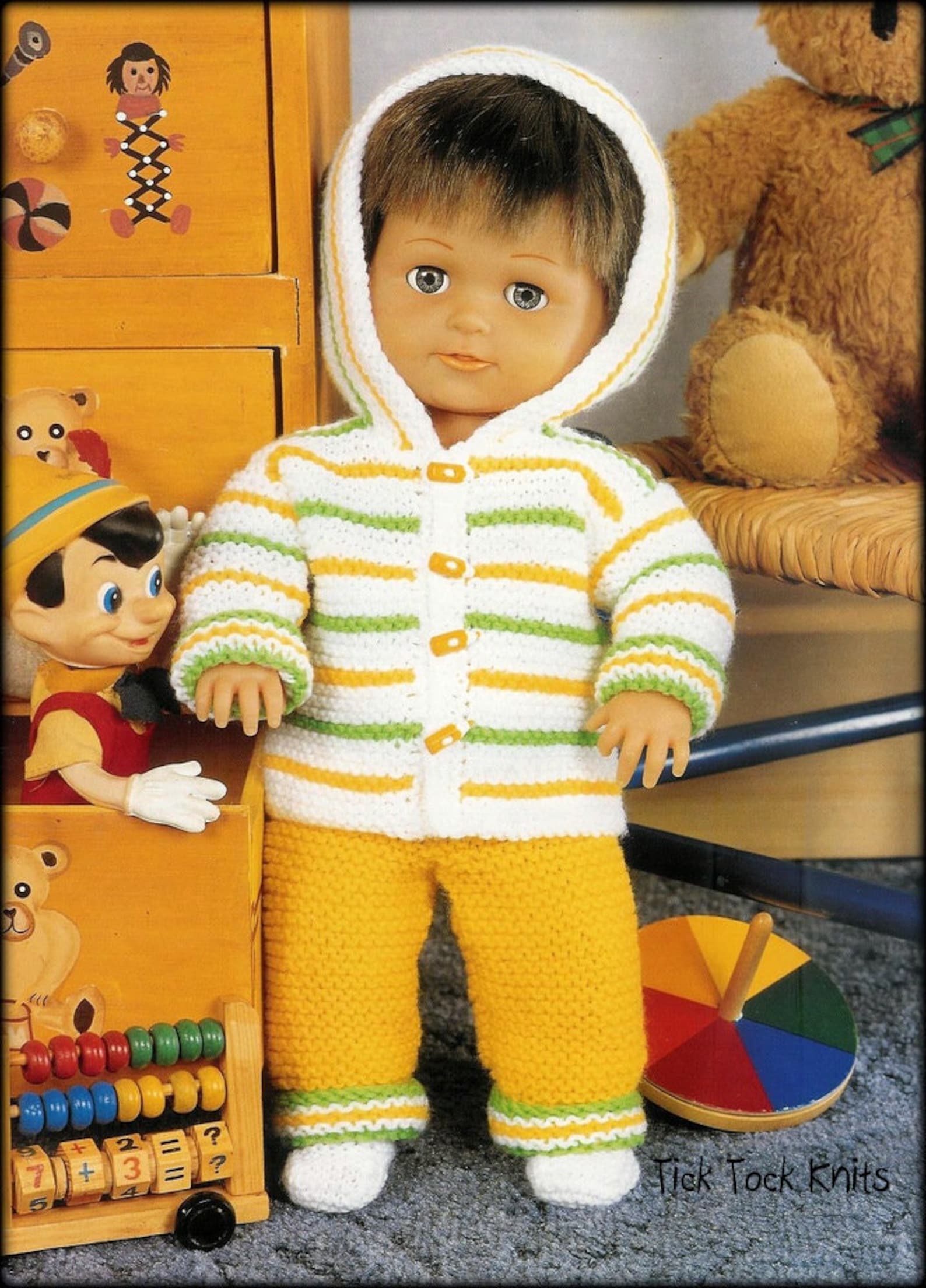 No.1283 Doll Knitting Pattern PDF - Garter Stitch Jacket, Pants & Socks ...