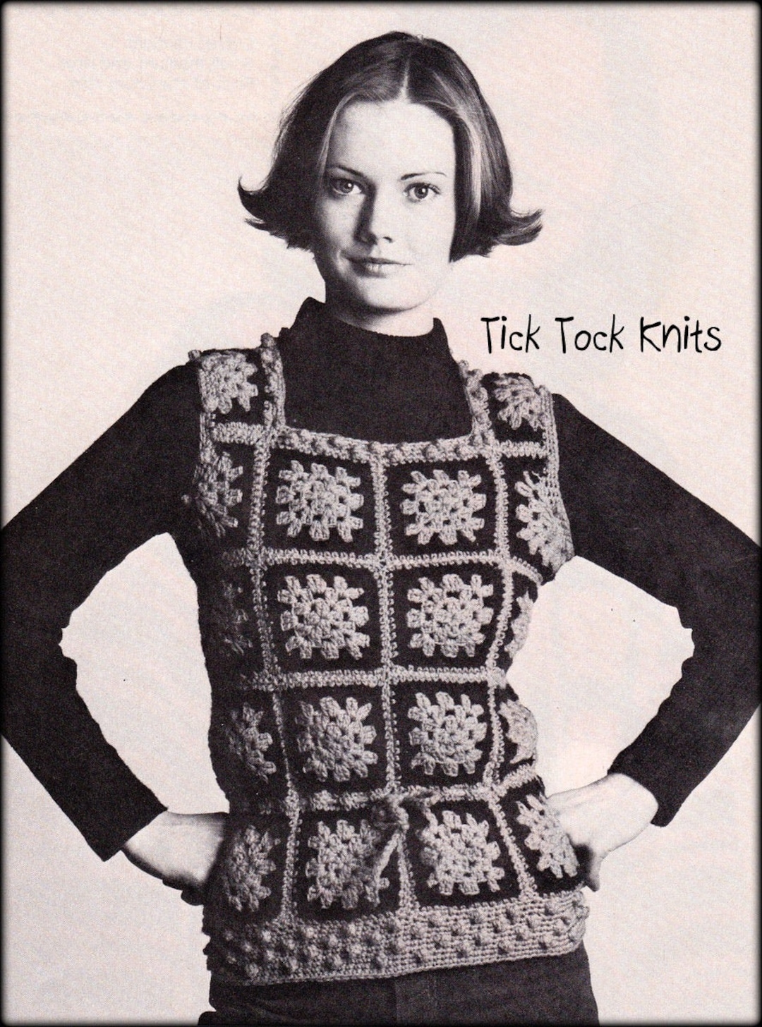 No.1146 Women's Granny Square Weskit Vest Crochet Pattern PDF ...