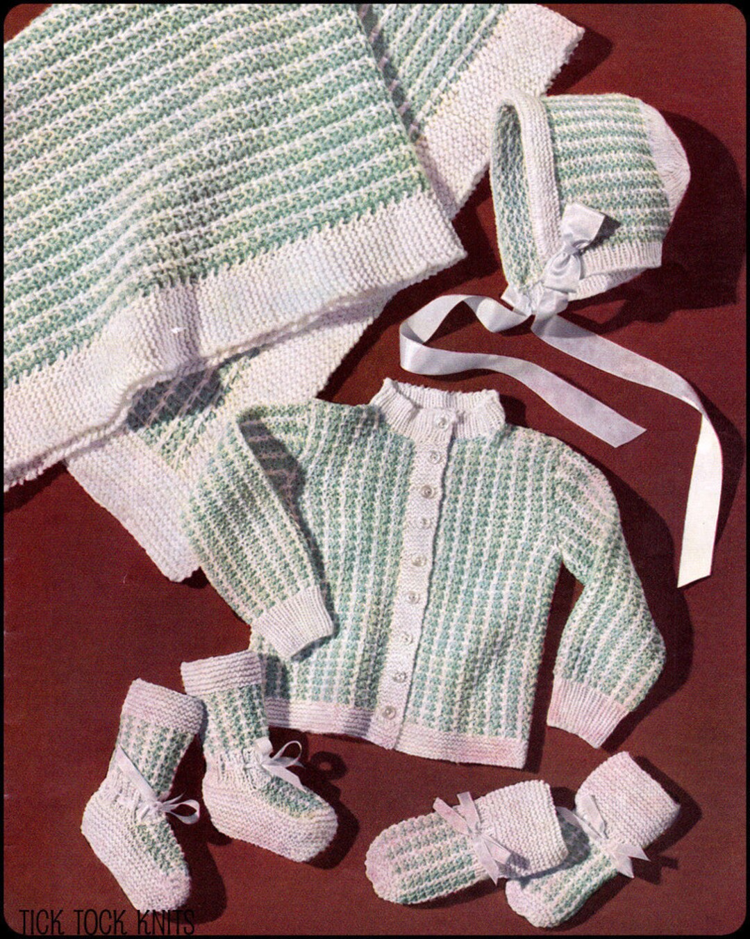 No.196 PDF Vintage Knitting Pattern Baby's Blanket, Cardigan, Bonnet ...