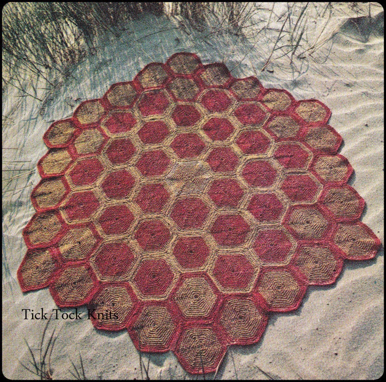 No.262 Crochet Pattern PDF Vintage Turtle Shell Hexagonal Rug 1970's ...