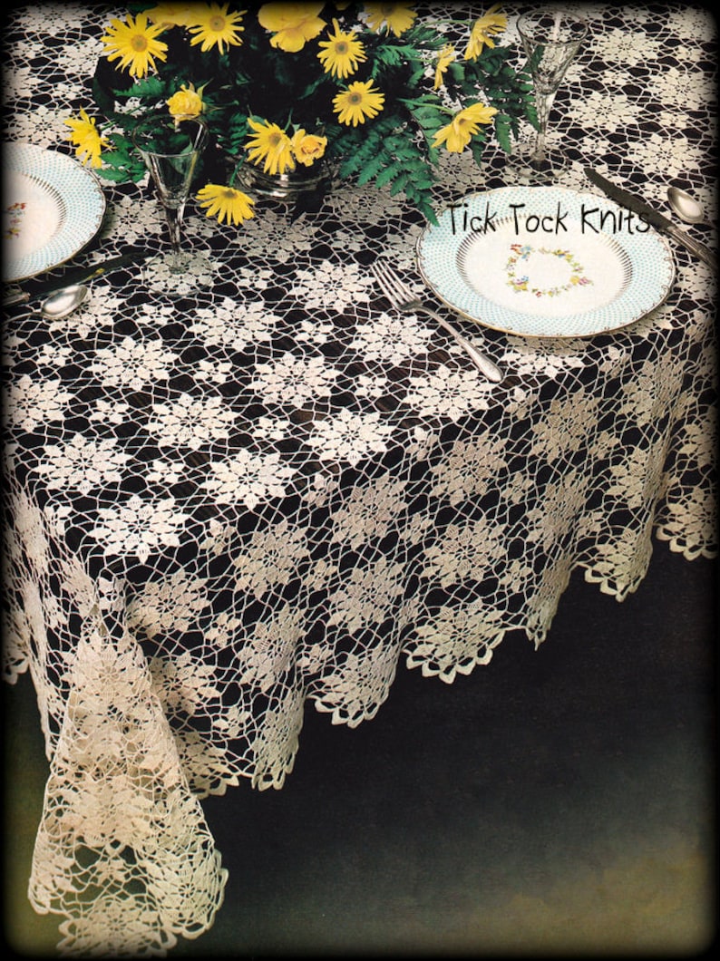 No.599 Tablecloth Crochet Pattern PDF Vintage - Floral Lace Tablecloth ...