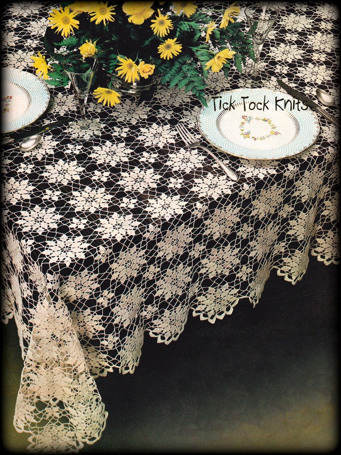 No.599 Tablecloth Crochet Pattern PDF Vintage Floral Lace | Etsy