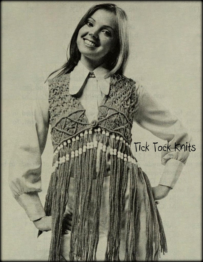 No.870 Macrame Vest Pattern PDF 1970's Vintage - for Women or Teenage ...