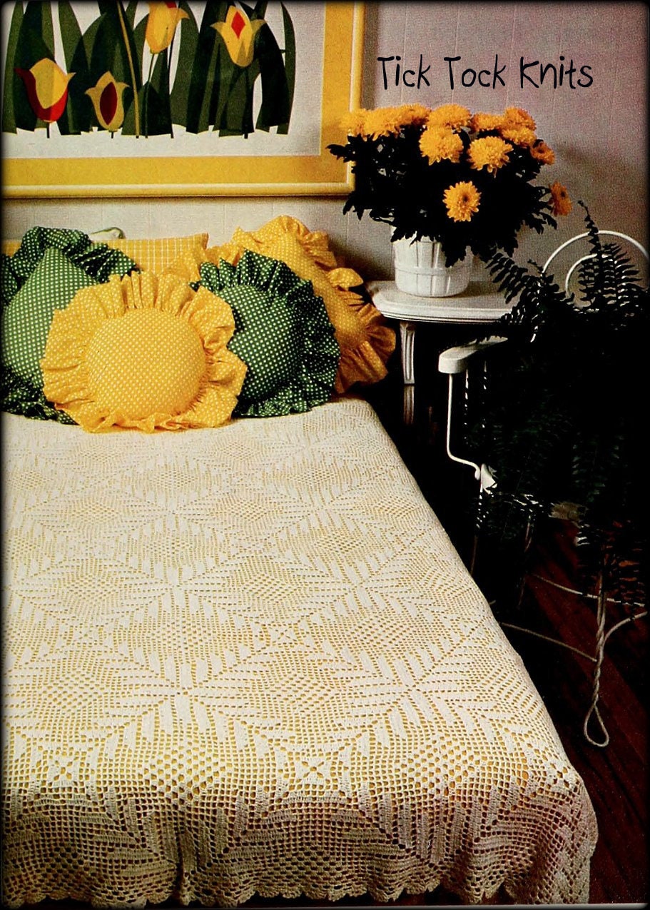 No.1028 Frost Lace Coverlet Crochet Pattern PDF - 1970's Vintage ...
