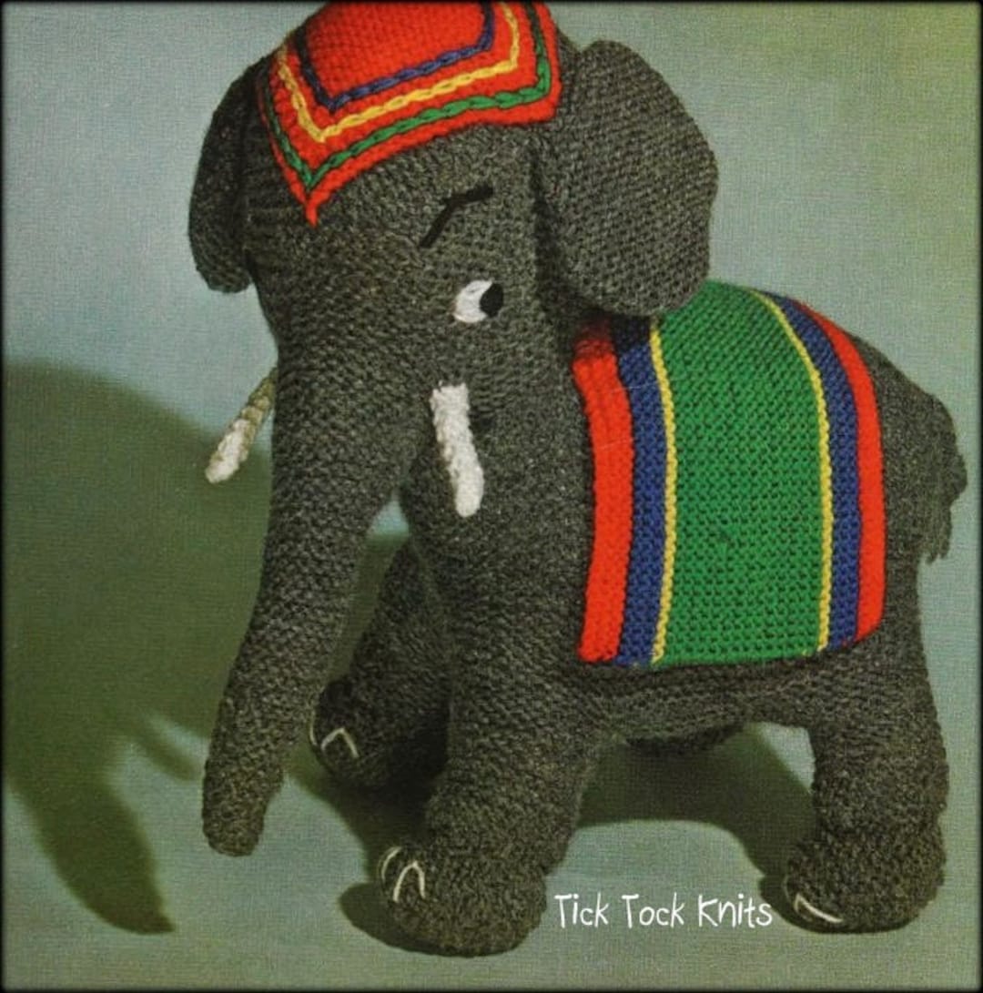 No.1326 Elephant Toy Knitting Pattern PDF - Stuffed Animal to Knit ...