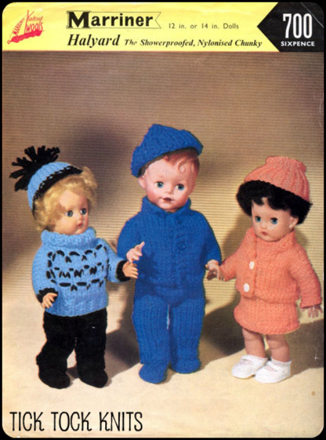 No.23 PDF Vintage Knitting Pattern for 12", 14" Dolls - Dress, Jacket ...