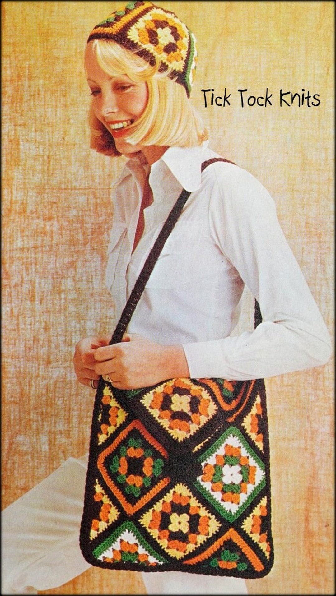 No.1240 Granny Square Envelope Purse & Hat - Crochet Bag Pattern PDF ...