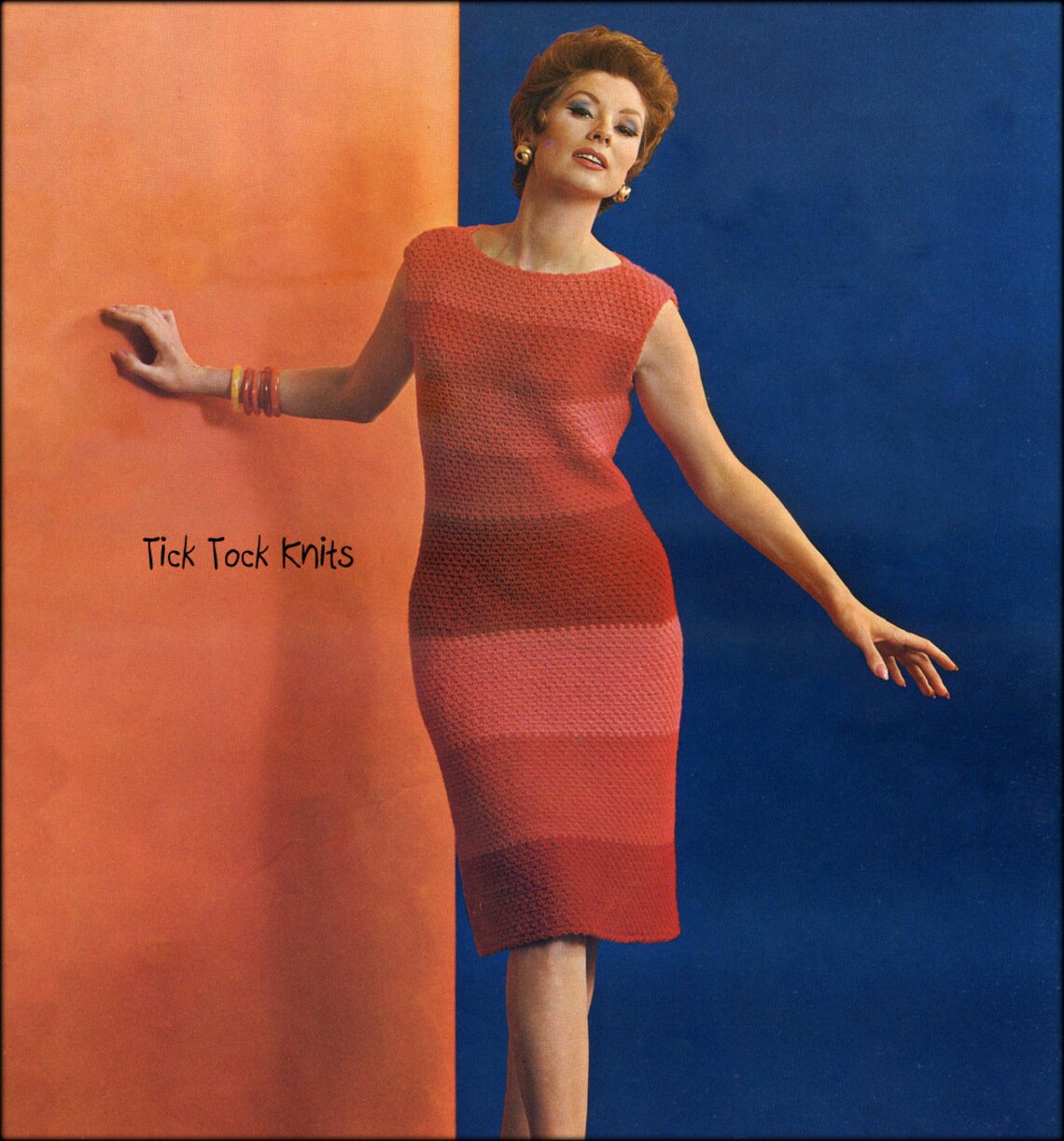No.1338 Tri-color Dress Crochet Pattern PDF - Vintage Retro 1960's ...