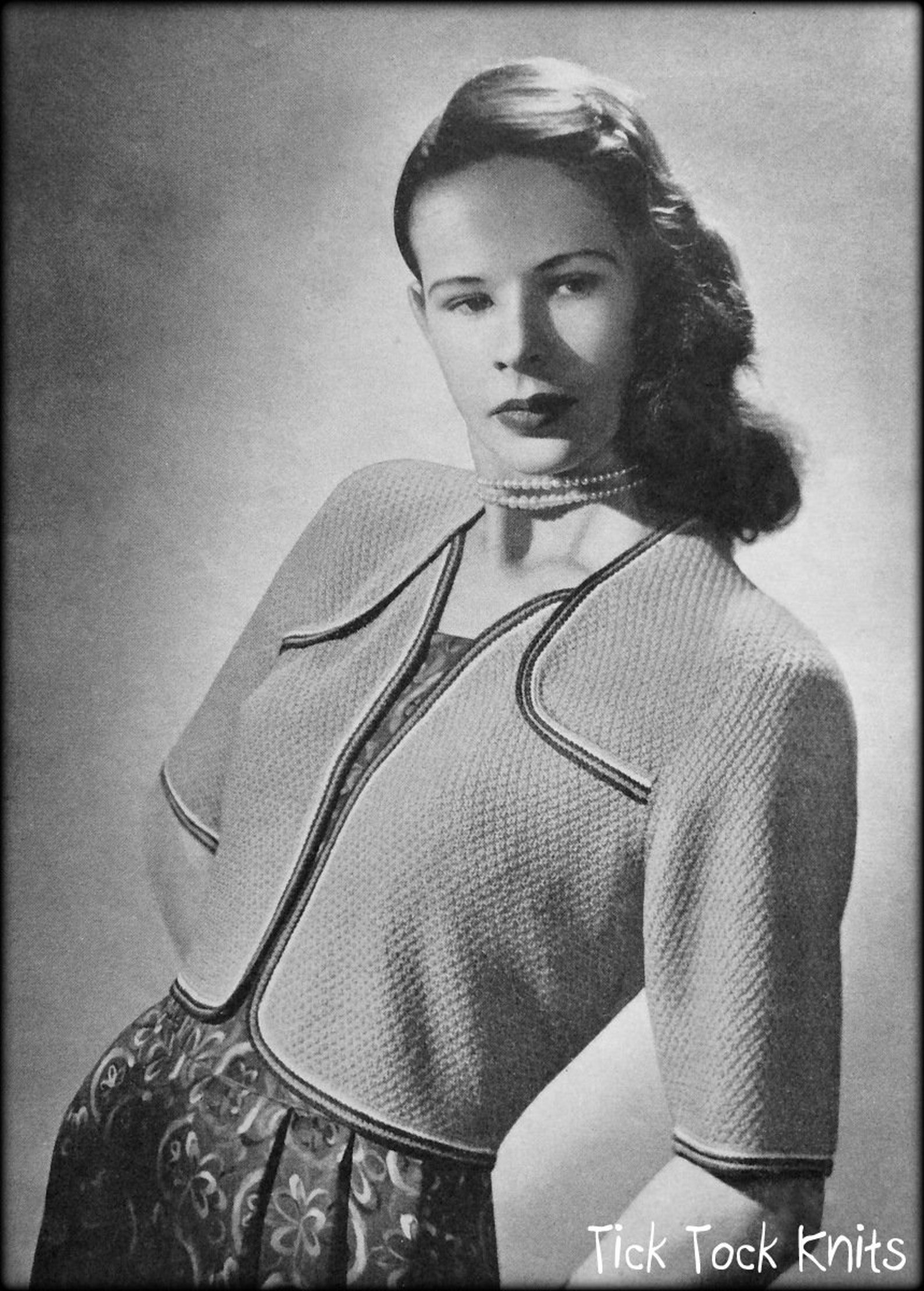 No.1103 Cropped Cardigan - 1940's Vintage Women's Knitting Pattern PDF ...