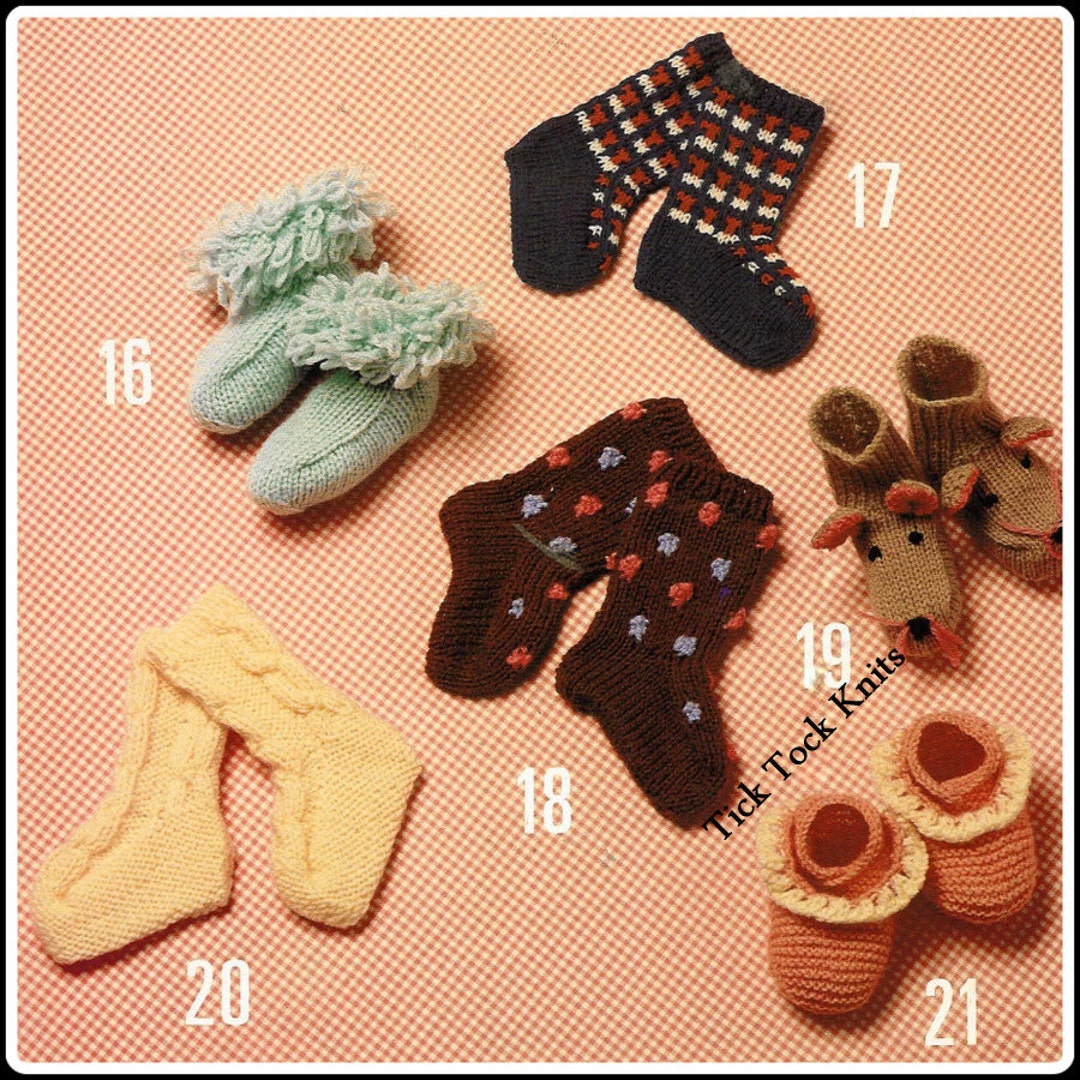 No.359 Sock & Slipper Collection Baby Knitting Pattern PDF Vintage Patrón de punto retro de ...