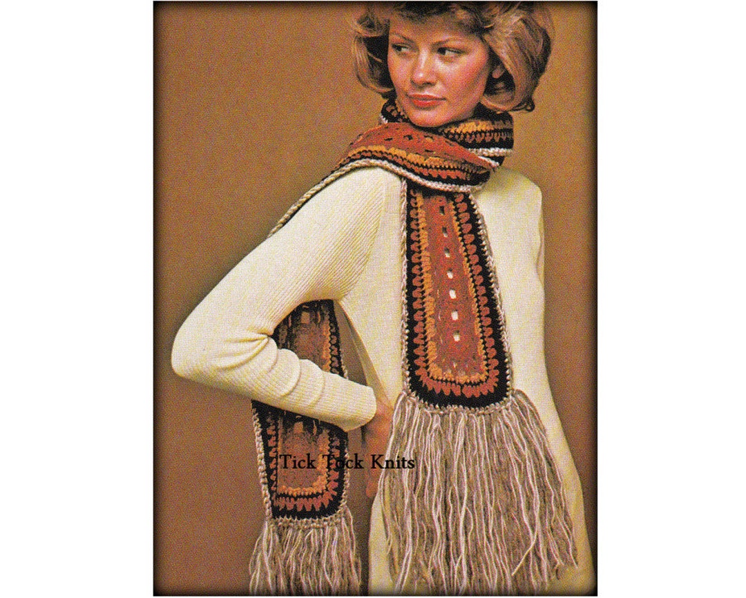 No.523 Crochet Scarf Pattern PDF Vintage for Women - Seven Foot Scarf ...