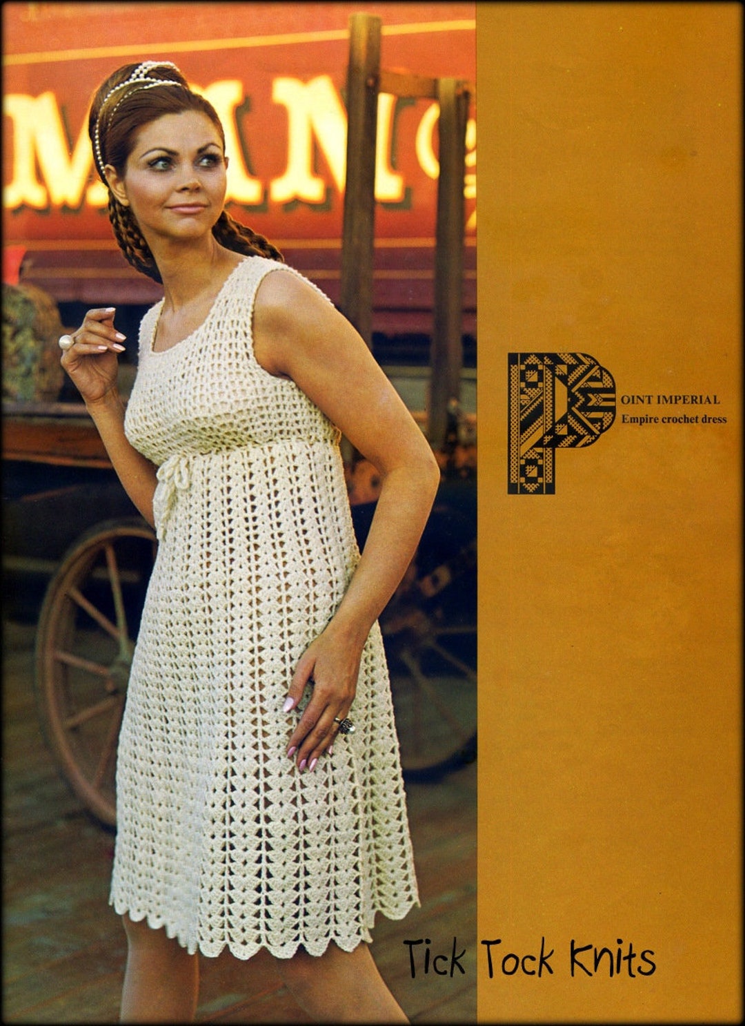 No.1230 Crochet Dress Pattern PDF Vintage - Women's Empire Dress - 1970 ...