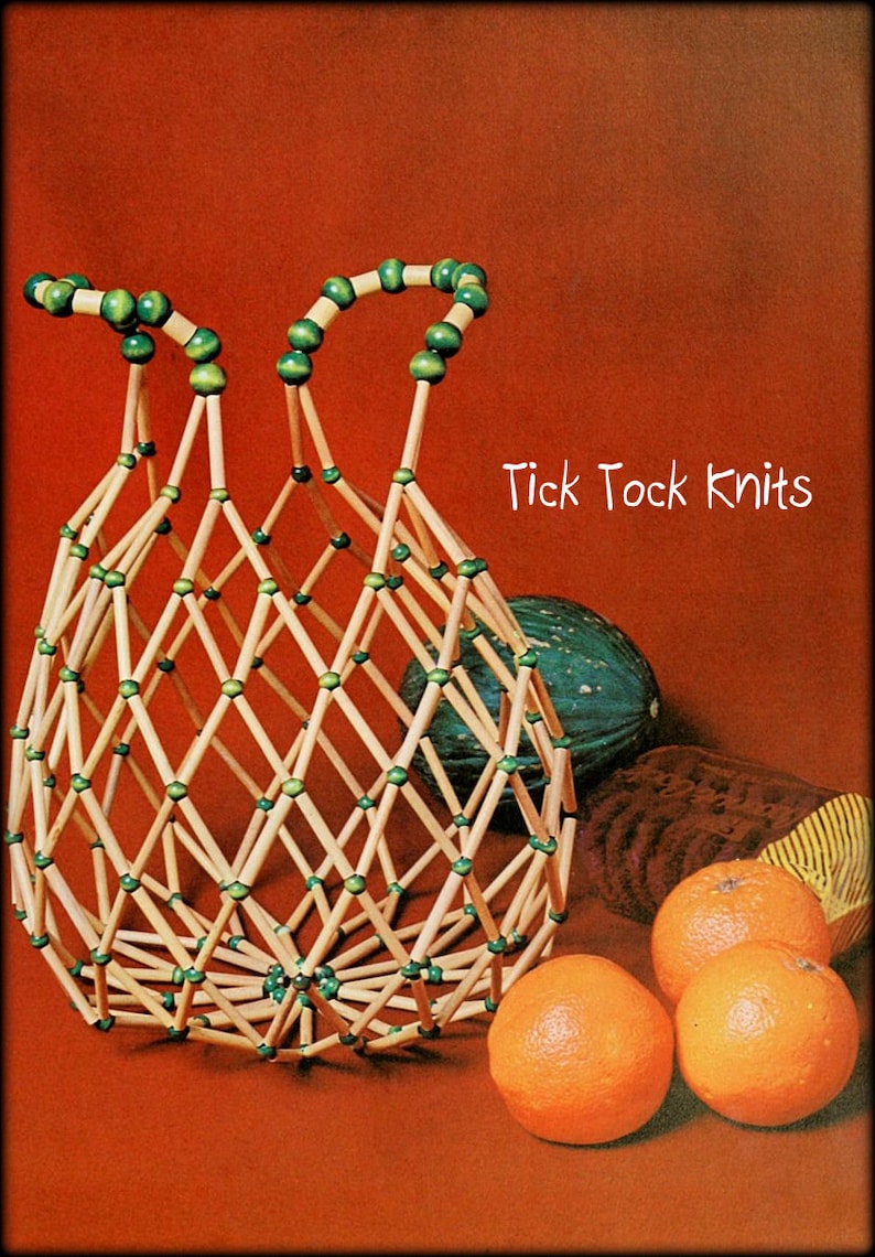 No.1054 Bead & Cane Shopping Basket Pattern PDF Vintage - Etsy