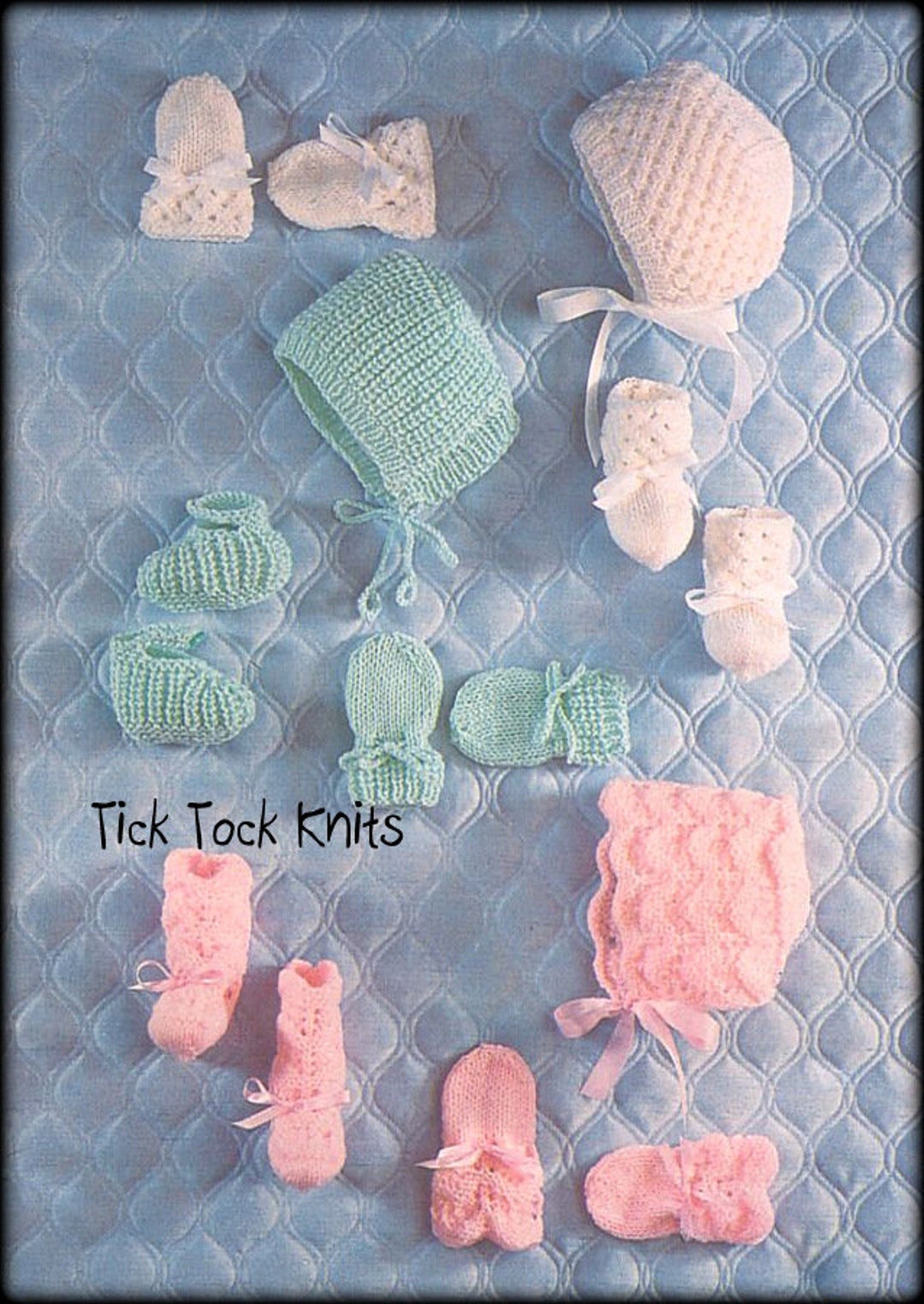 No.658 Baby Girl Knitting Pattern PDF Vintage - Baby Bonnet, Mittens ...