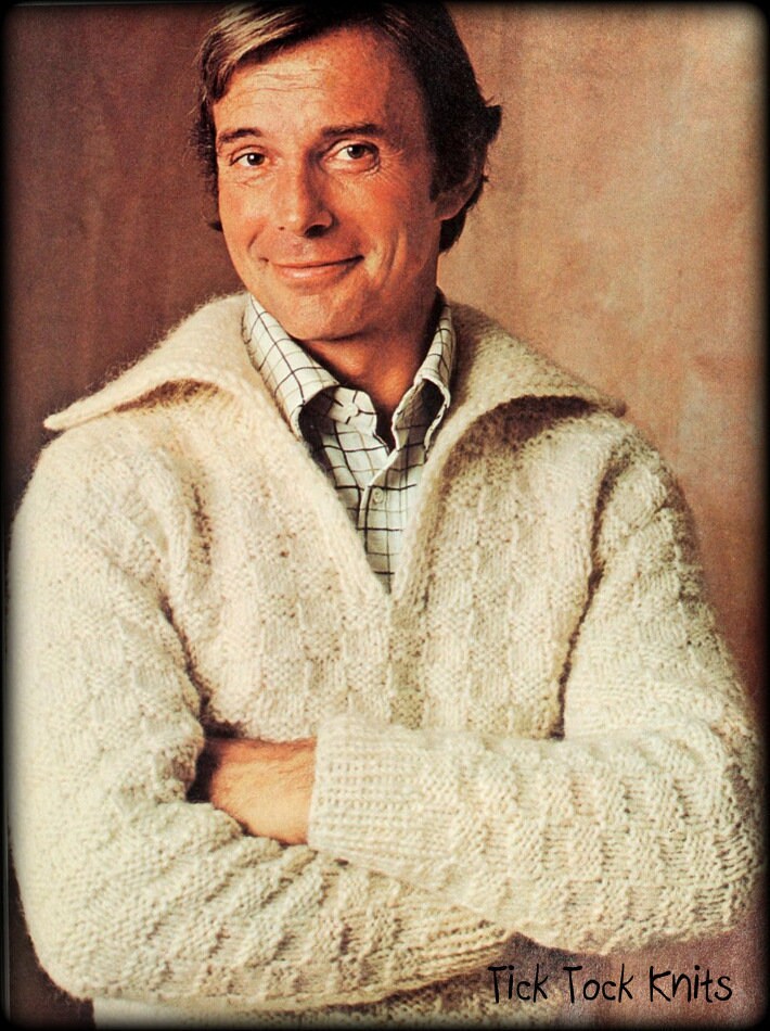No.771 Men's Knitting Pattern PDF Vintage - Basketweave Collared ...