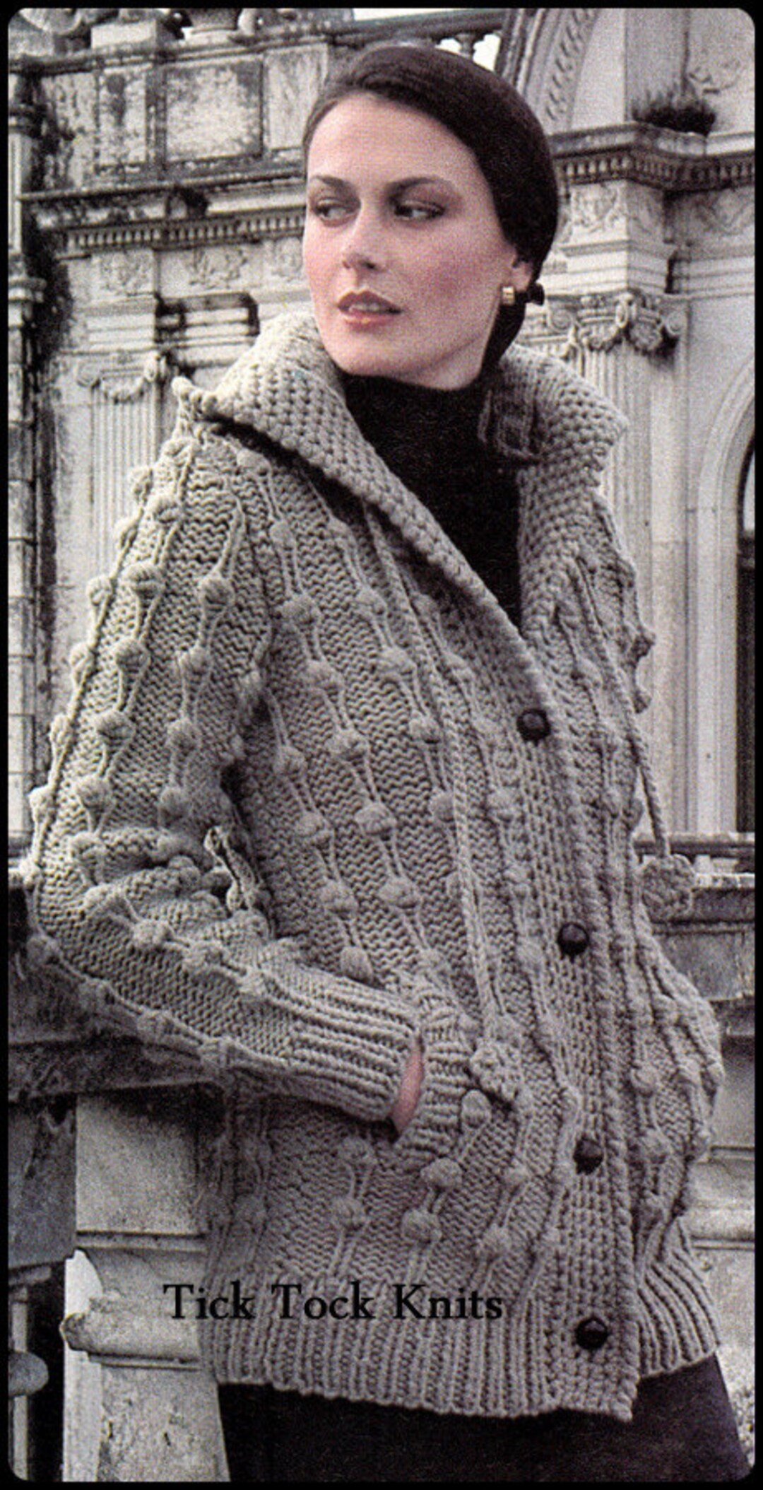 No.224 Knitting Pattern PDF for Women - Vintage Hooded Bobble Cardigan ...