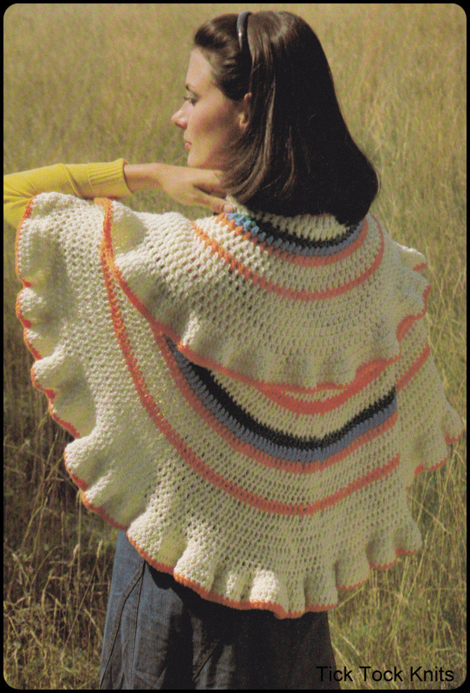 No.165 PDF Vintage Crochet Pattern Women's Ruffled Circular Shawl ...
