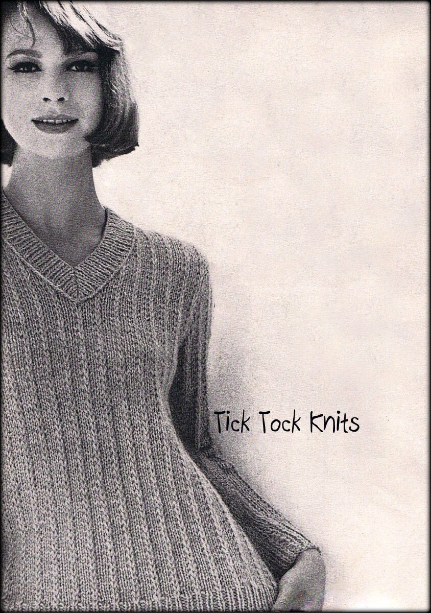 No.1026 Slip Stitch Rib Sweater Knitting Pattern PDF Vintage - Etsy