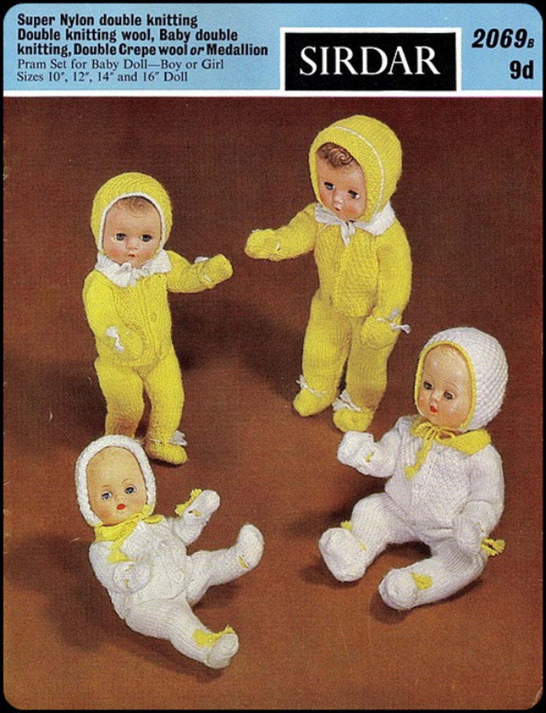 No.9 PDF Vintage Knitting Pattern for 10", 12", 14", 16" Dolls - Coat ...